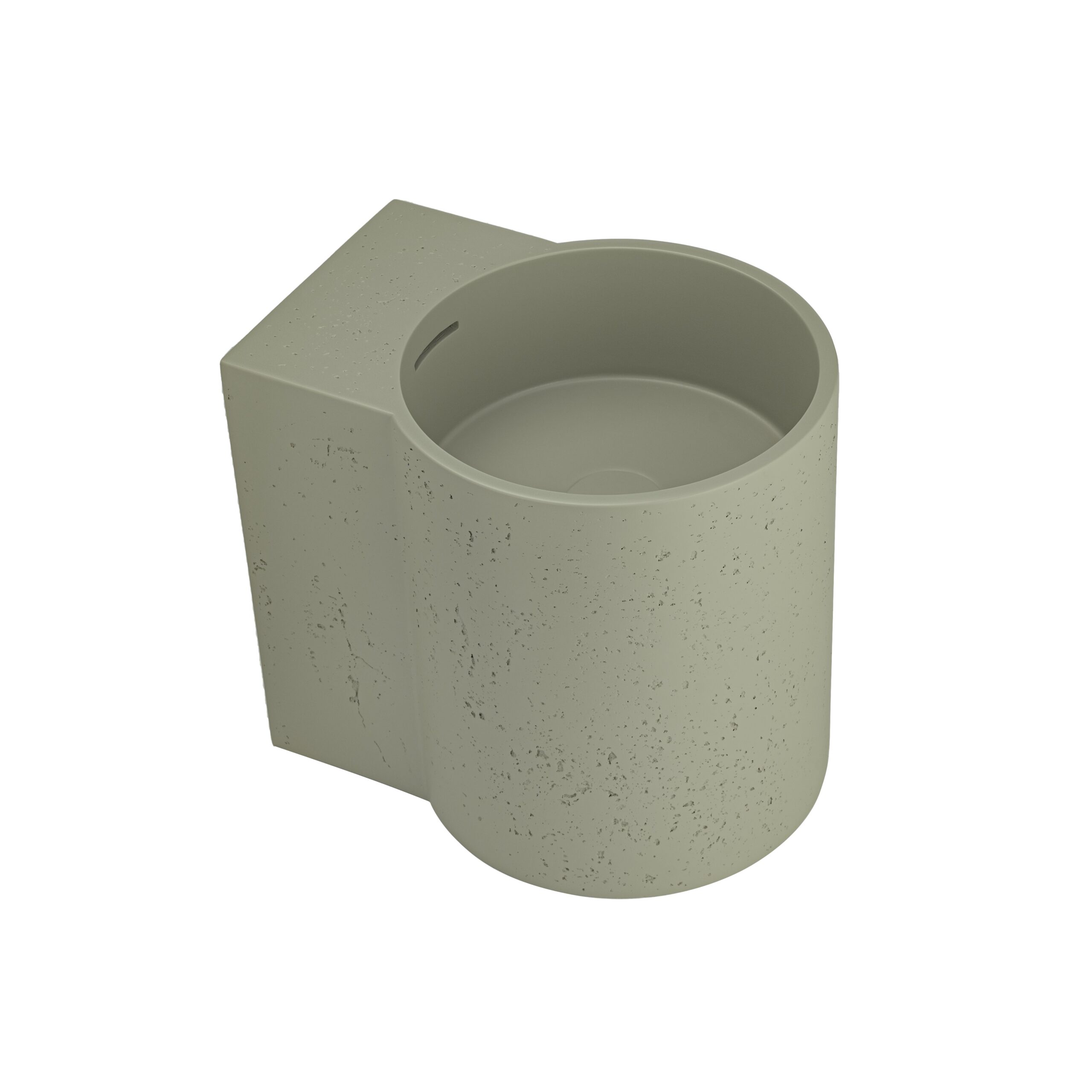 Atelis Cylinder Wall-Hung Concrete Basin (Overflow) - Sage Green | (NZ ...