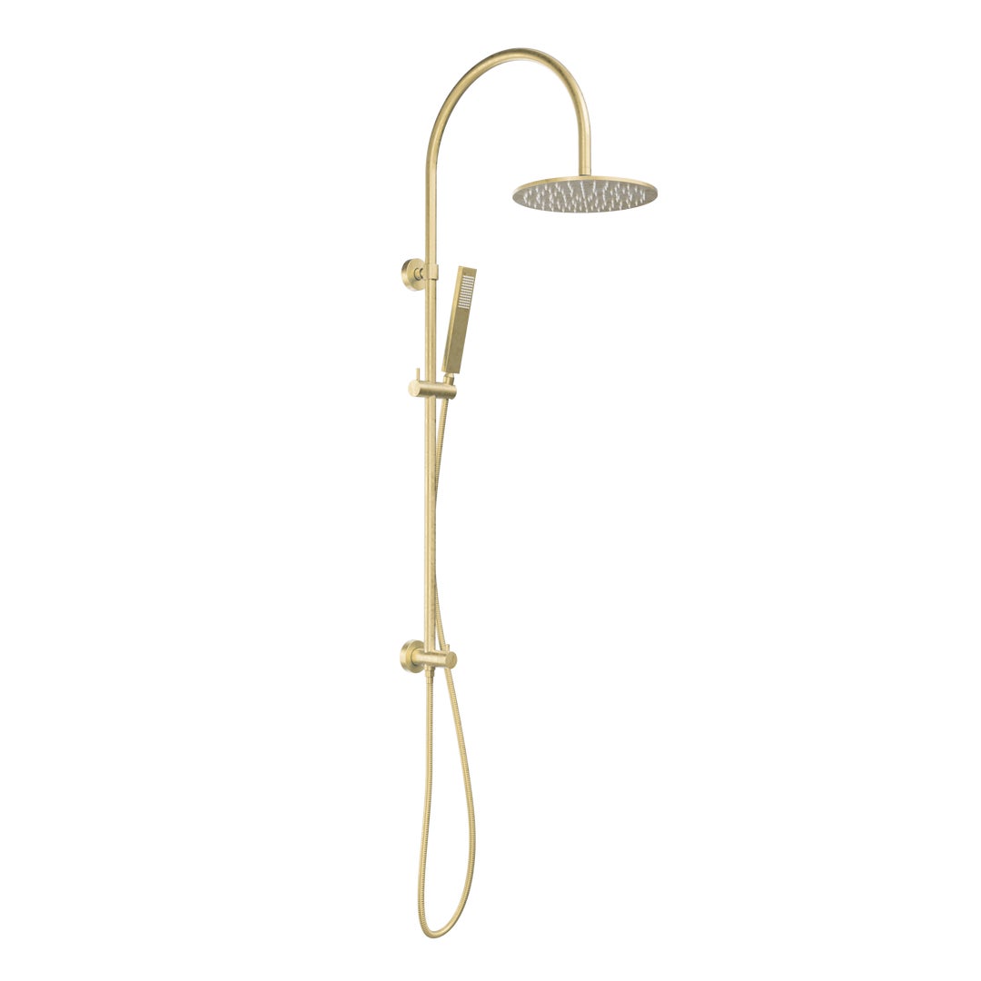 Elysian Gooseneck Shower Rail Set - Tumbled Aged Brass | (NZ) ABI ...