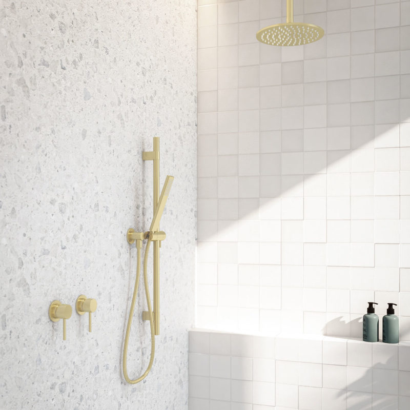 Elysian Adjustable Shower Rail - Brushed Brass | (NZ) ABI Bathrooms ...