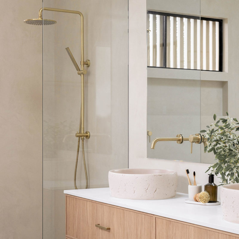 Finley Shower Rail Set - Brushed Brass | (NZ) ABI Bathrooms & Interiors