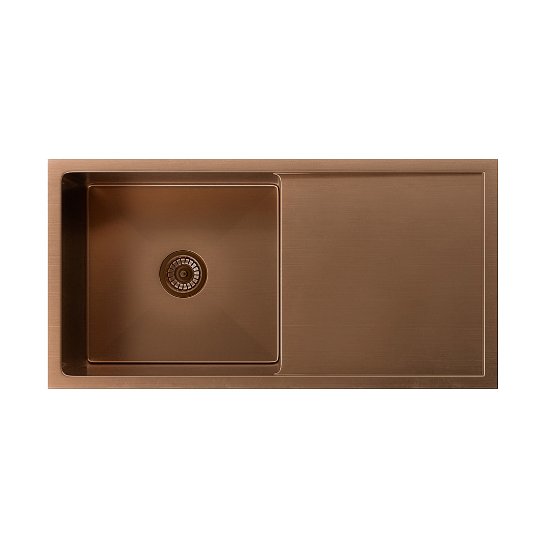 Jai Kitchen Sink Single 880mm - Brushed Copper (Overflow) | (NZ) ABI ...