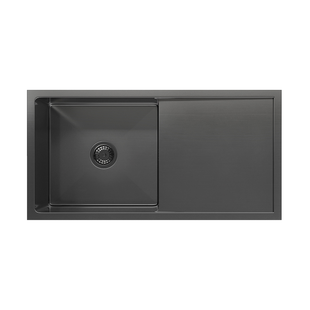 Jai Kitchen Sink Single 880mm - Brushed Gunmetal (Overflow) | (NZ) ABI ...