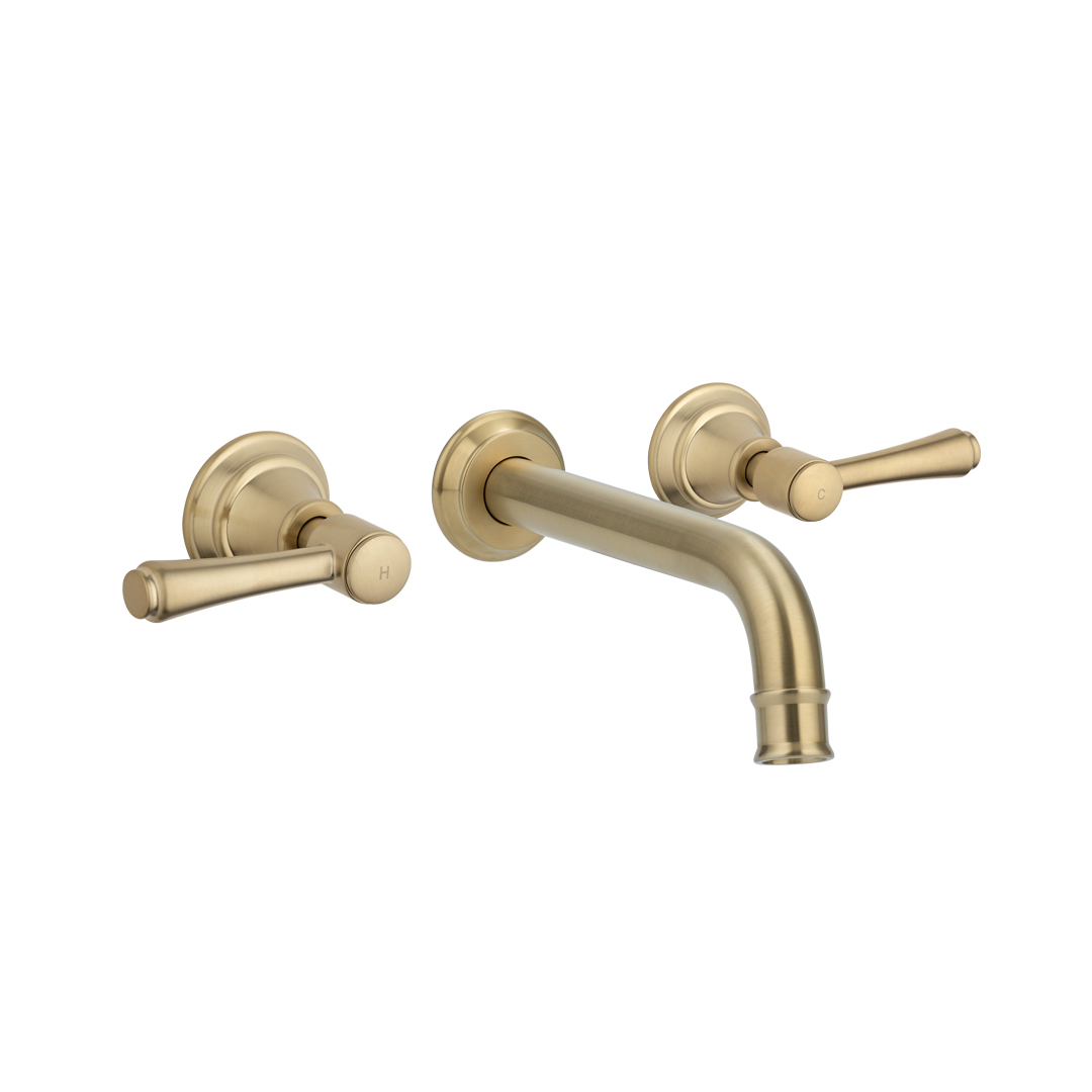 Kingsley Assembly Taps & Spout Set - Brushed Brass | (NZ) ABI Bathrooms ...