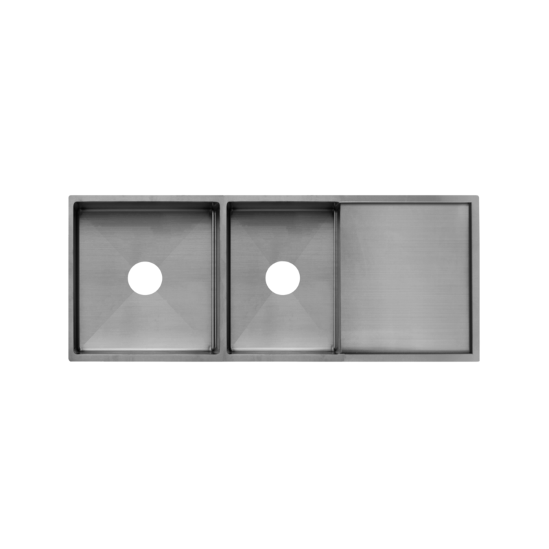 Ontario Double Kitchen Sink w/ Strainer, Over Flow and Rack - Brushed ...