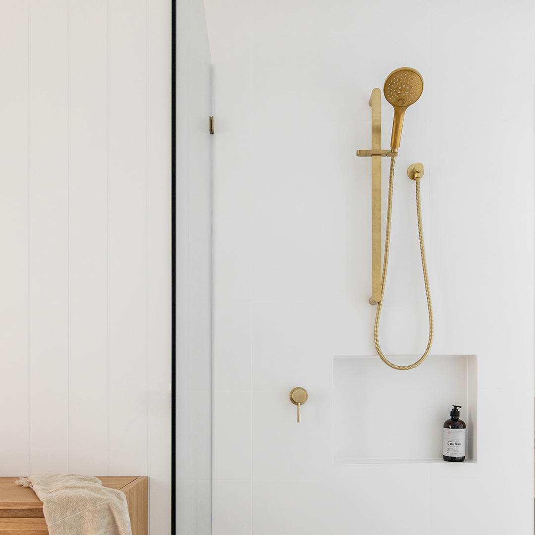 Milani Shower Rail - Brushed Brass | (NZ) ABI Bathrooms & Interiors
