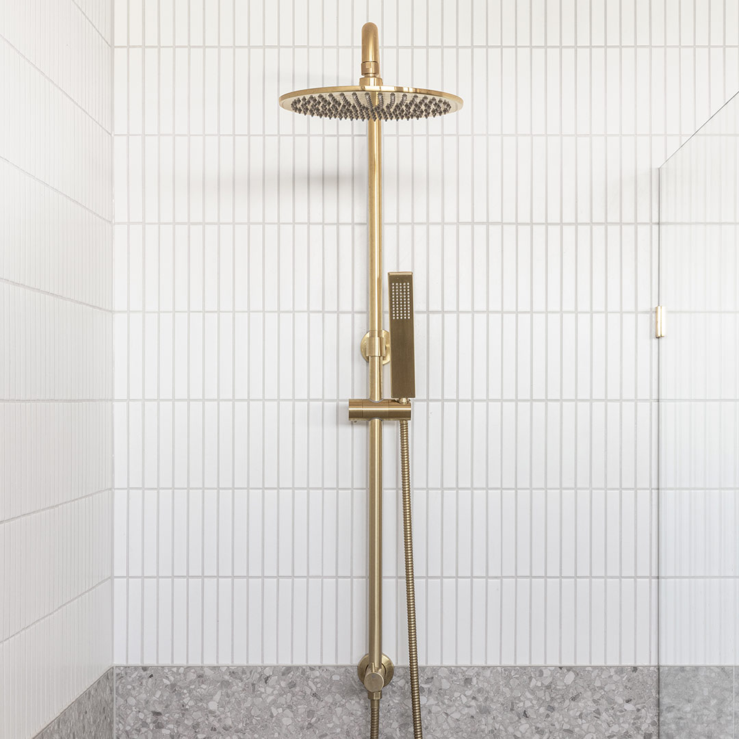 Finley Shower Rail Set - Brushed Brass | (NZ) ABI Bathrooms & Interiors