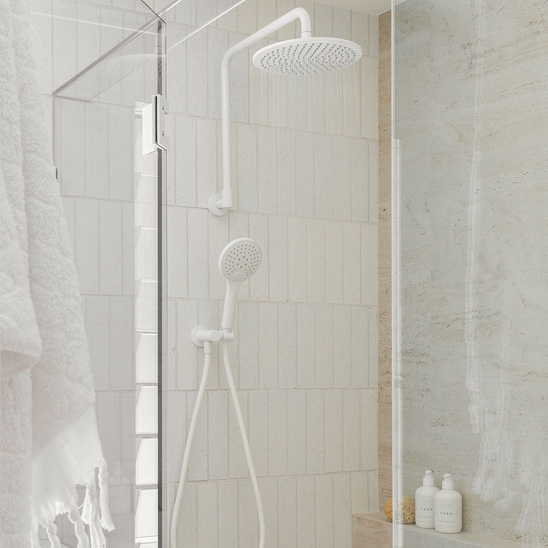 Adjustable Hand Shower Holder and BP - White | (NZ) ABI Bathrooms ...