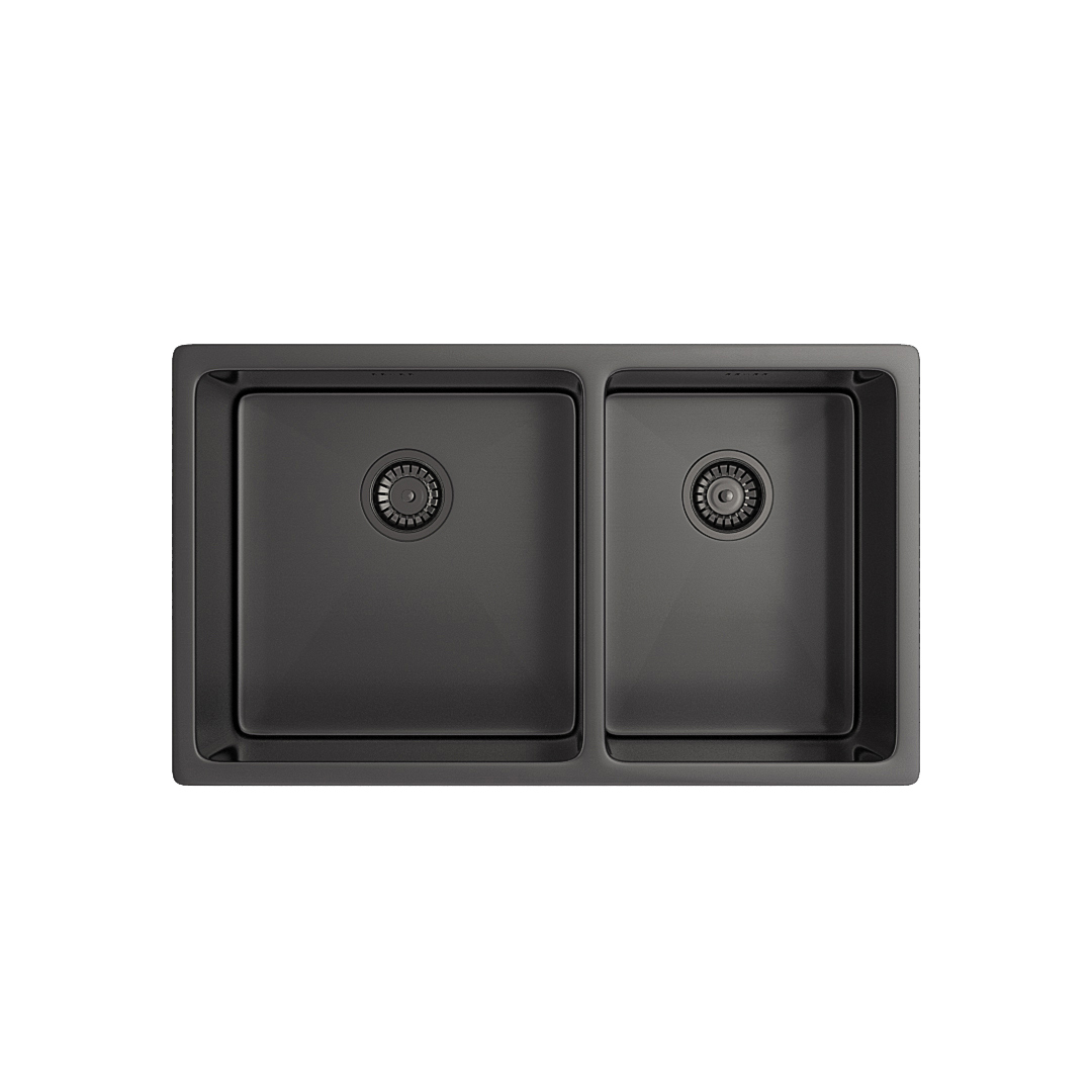 Vita - Kitchen Sink Double 760mm - Brushed Gunmetal (Overflow) | (NZ ...